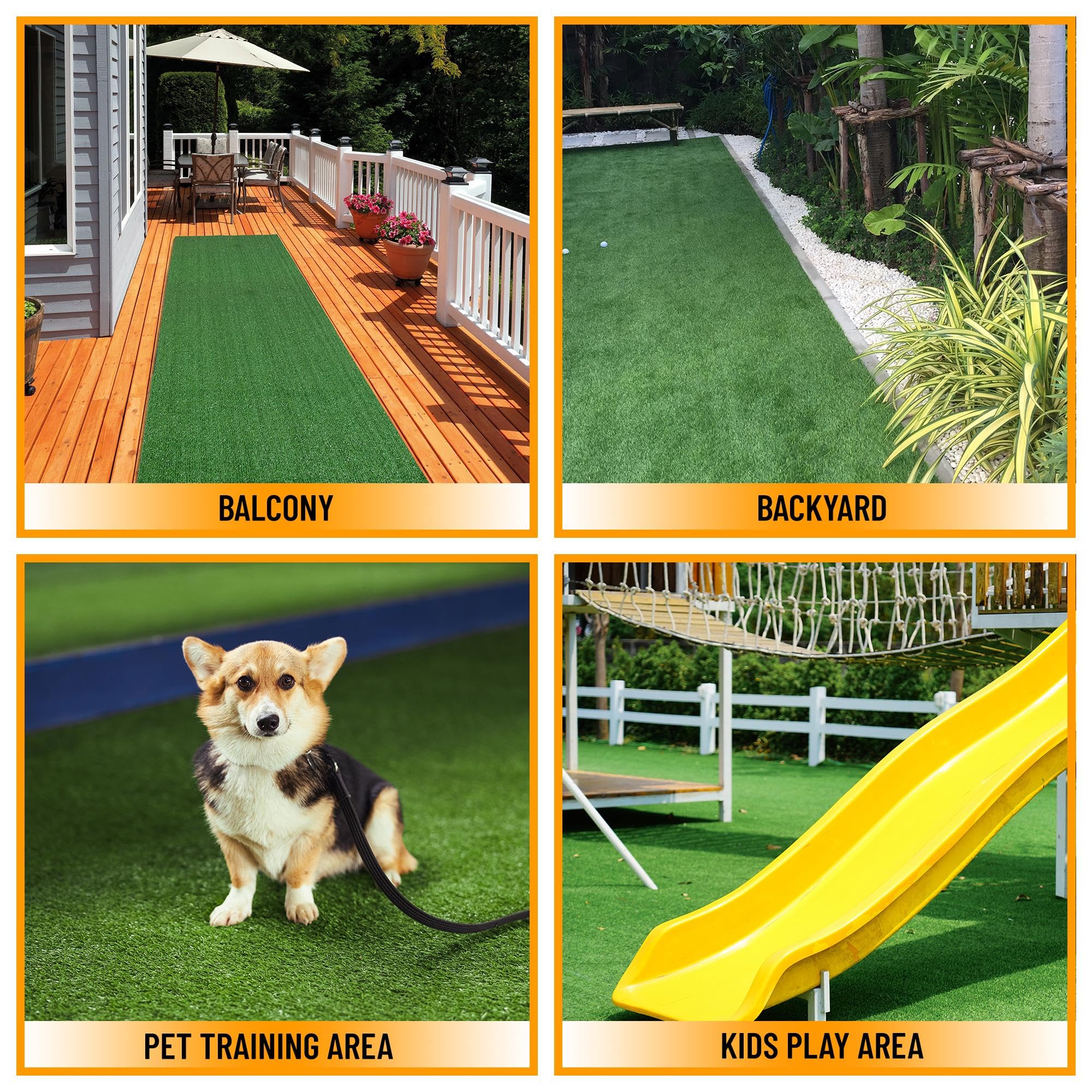 Ottomanson Artificial Grass Turf 22" x 30" Indoor Outdoor Faux Grass Rug with Drainage Holes, Customizable with Extra Long Size Options, Perfect for Patio Lawn Balcony Weddings Photoshoot Backdrop