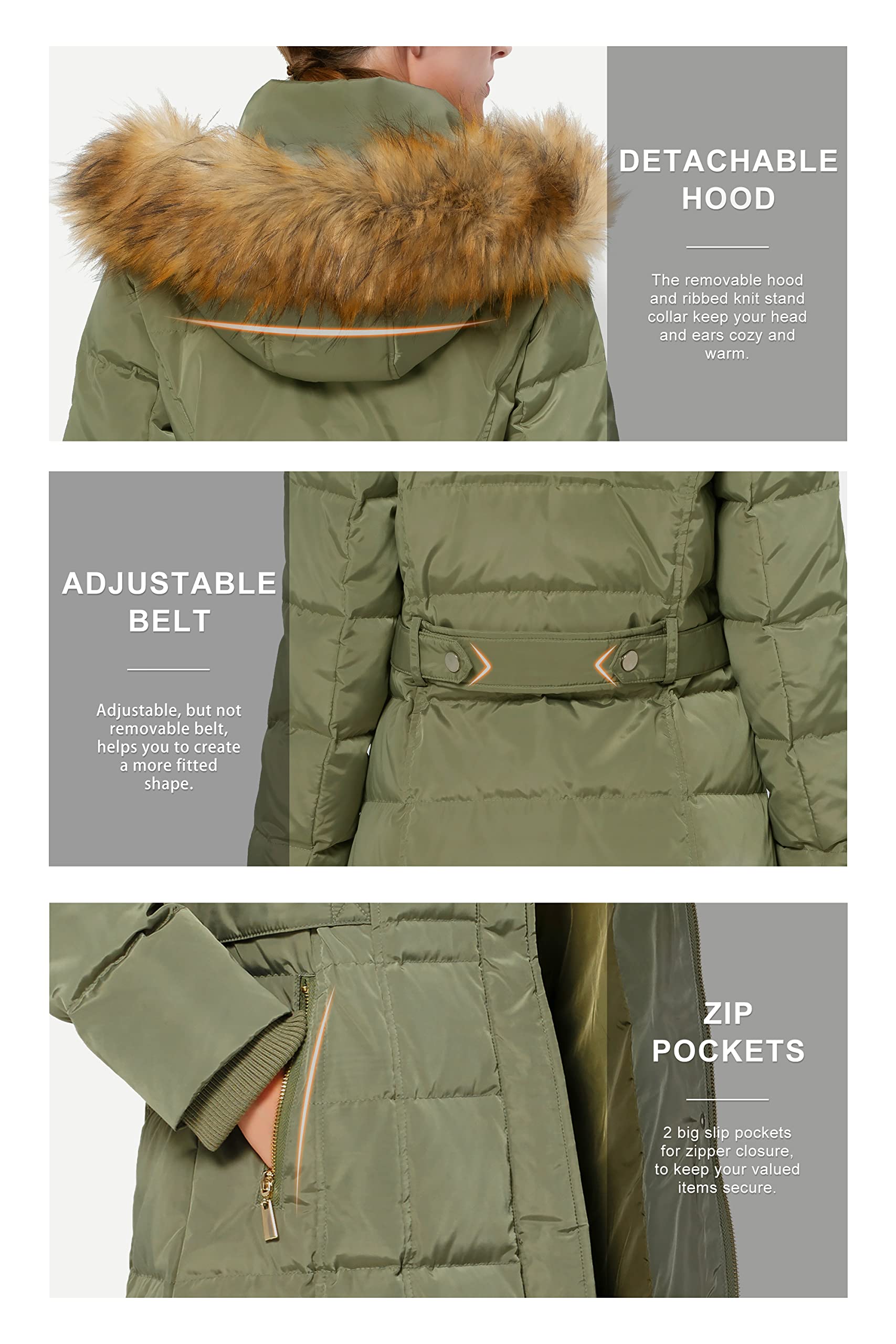 Orolay Women's Puffer Down Coat Winter Warm Jacket with Faux Fur Trim Hood Black X-Large