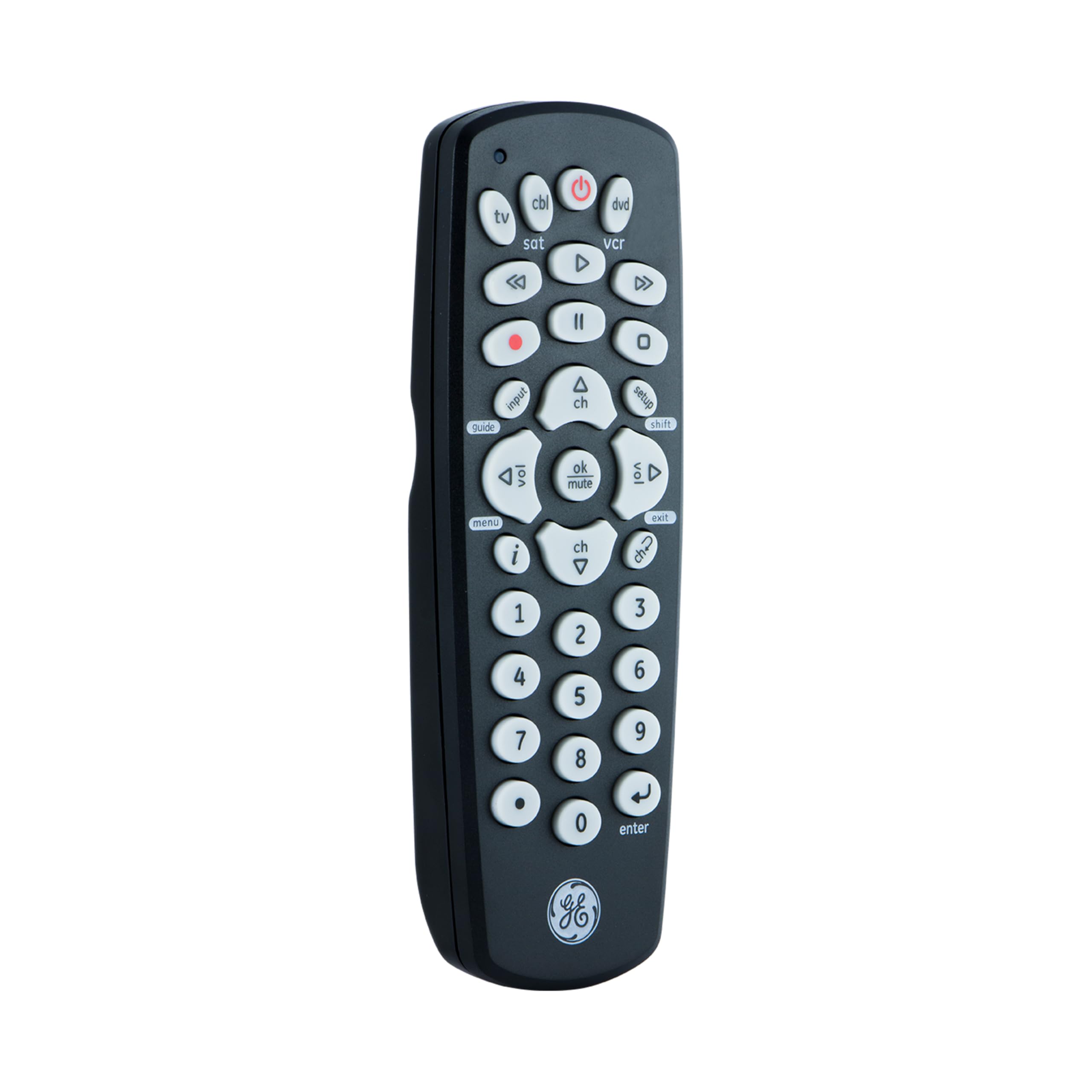 GE Universal Remote Control for Samsung, Vizio, LG, Sony, Sharp, Roku, Apple TV, RCA, Panasonic, Smart TVs, Streaming Players, Blu-ray, DVD, 3-Device, Black, 34456