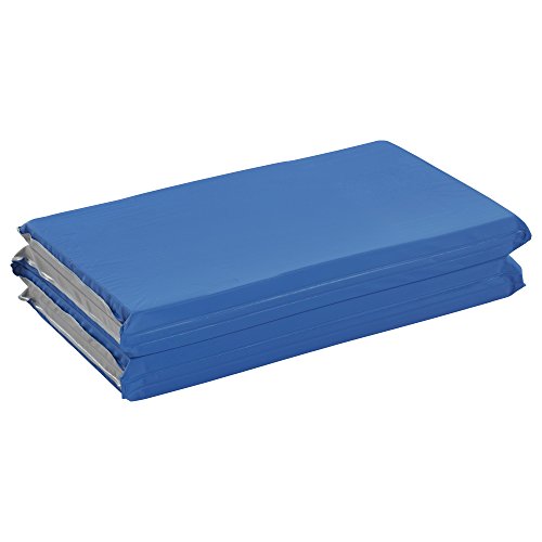 ECR4Kids Everyday Folding Rest Mat, 4-Section, 1in, Classroom Furniture, Blue/Grey