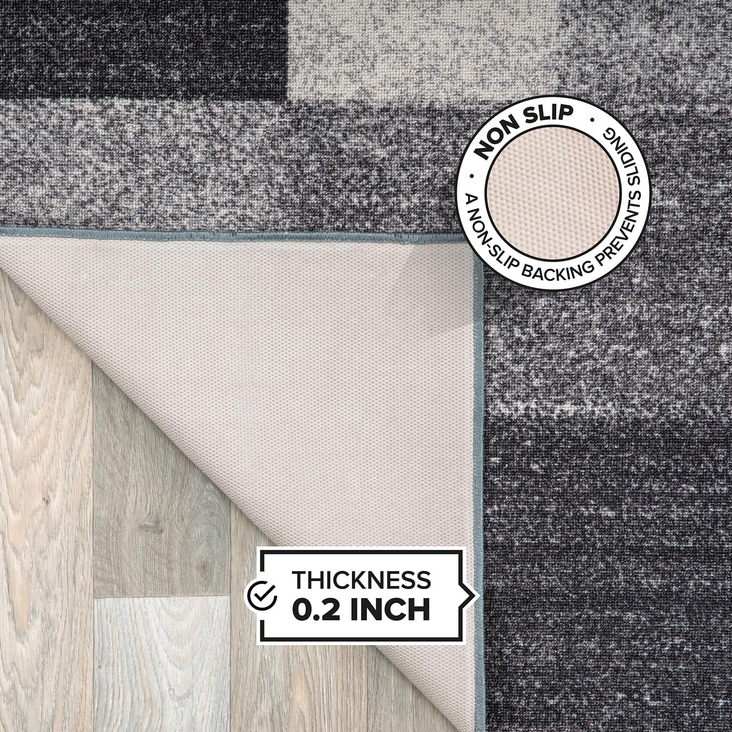 Rugshop Modern Boxes Design Non-Slip (Non-Skid) Area Rug 8 x 10 (7' 10" x 10') Gray