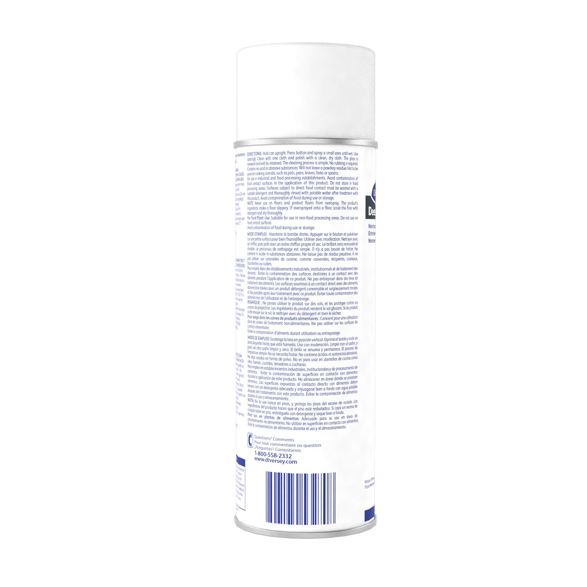 Diversey 94970590 Deep Gloss Maintainer for Stainless Steel, Cleans, Polishes & Protects, Aerosol Spray, 16-Ounce