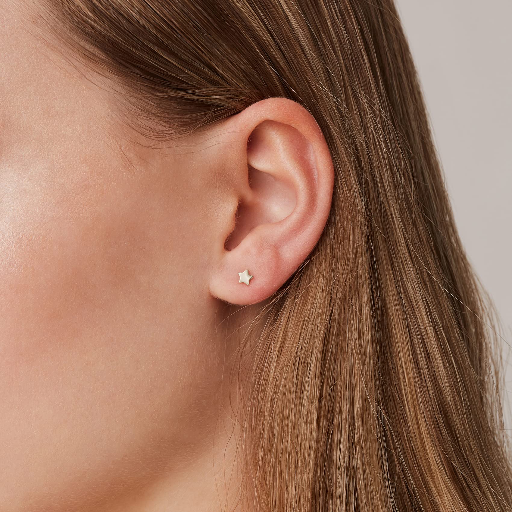 PAVOI 14K Gold Plated Star Stud Earrings - White