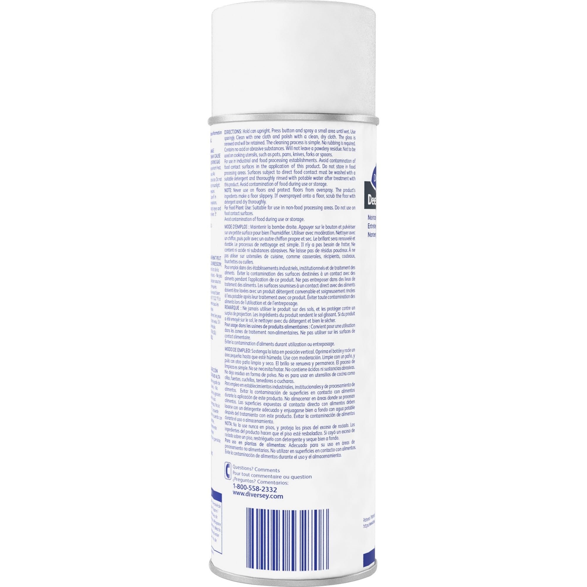 Diversey 94970590 Deep Gloss Maintainer for Stainless Steel, Cleans, Polishes & Protects, Aerosol Spray, 16-Ounce