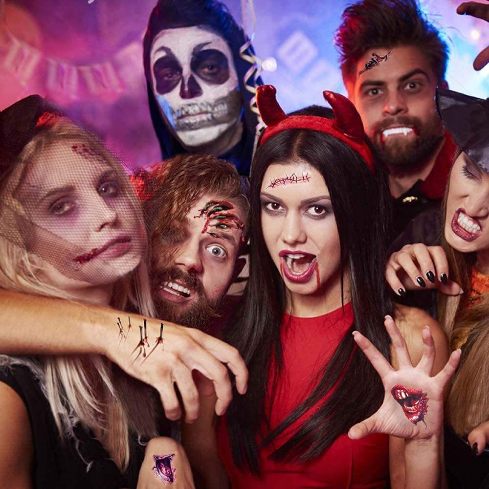 Zombie Scars Tattoos Bloody Scar with Fake Blood Costume Makeup Halloween Decorations Party Favor