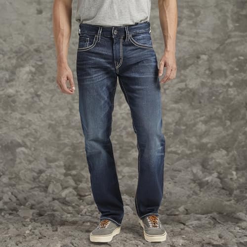 Silver Jeans Co. Men's Eddie Athletic Fit Tapered Leg Jeans, Rinse Wash, 36W x 30L