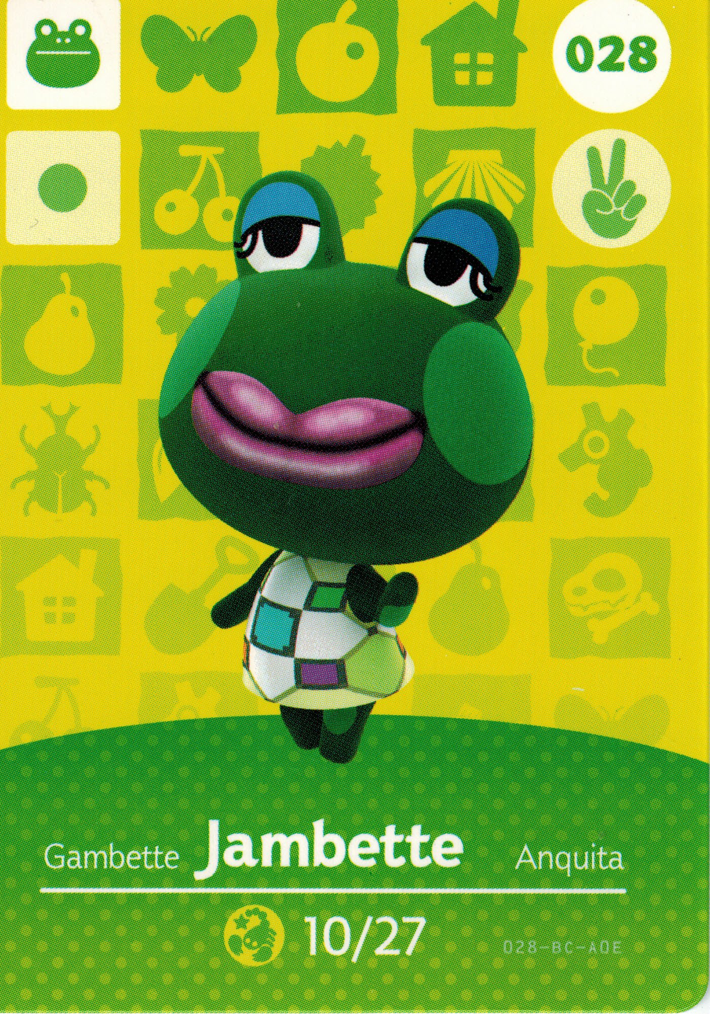 Nintendo Animal Crossing Happy Home Designer Amiibo Card Jambette 028/100 USA Version