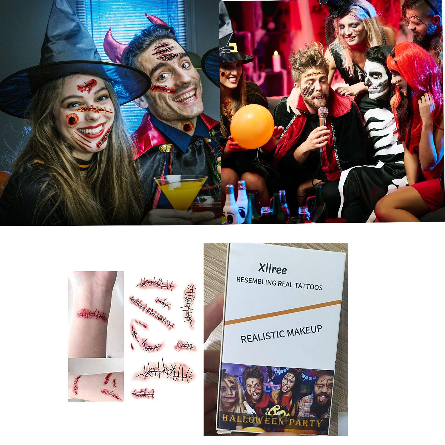 Zombie Scars Tattoos Bloody Scar with Fake Blood Costume Makeup Halloween Decorations Party Favor