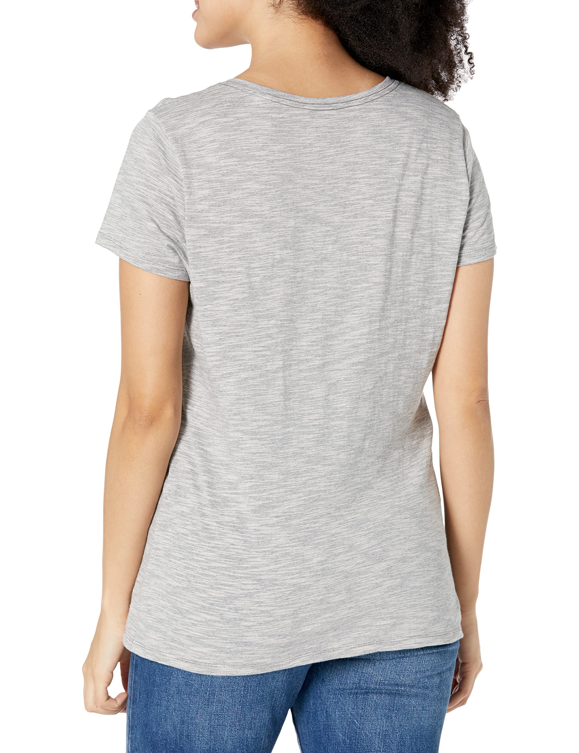 Hanes Women's Shirts, Slub Cotton Shirred V-Neck Tee, Cotton T-Shirts for Women, Women’s Tee Shirts