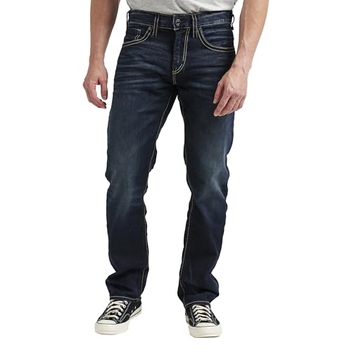 Silver Jeans Co. Men's Eddie Athletic Fit Tapered Leg Jeans, Rinse Wash, 36W x 30L