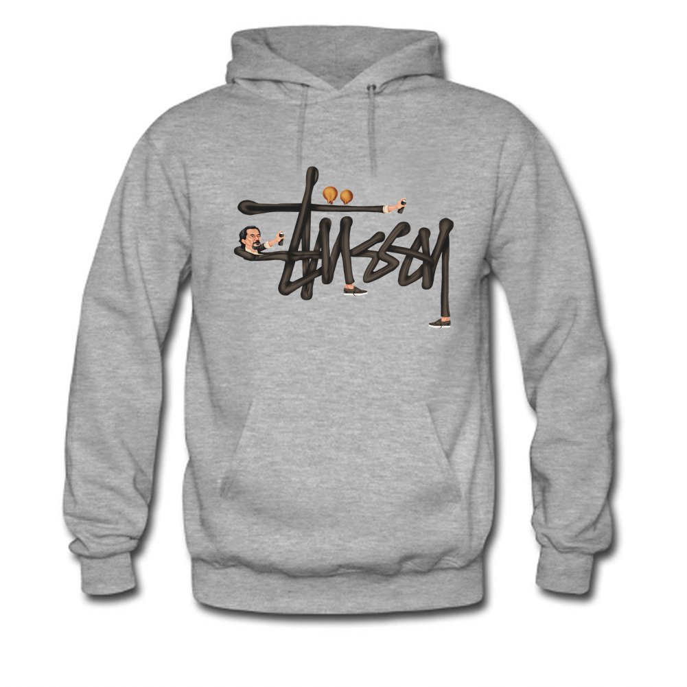 Mens -Stussy Applique Logo - S M L XL 2XL 3XL Hoodie Medium Grey