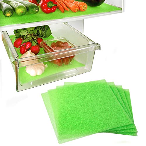Dualplex® Fruit & Veggie Life Extender Liner for Fridge Refrigerator Drawers, 12x15 Inches (4 Pack) – Extends The Life of Your Produce & Prevents Spoilage