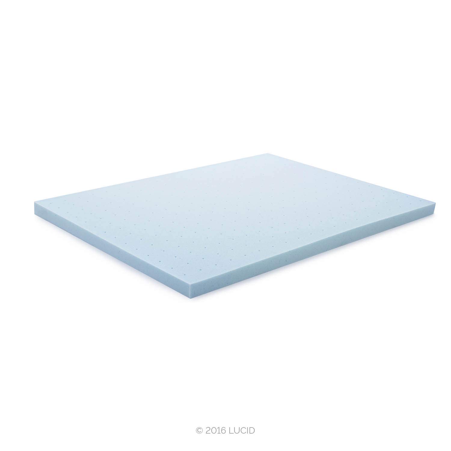 Lucid 3 Inch Mattress Topper King - Gel Infused Memory Foam – Memory Foam Mattress Topper King – Ventilated Design – CertiPur Certified, Light Blue