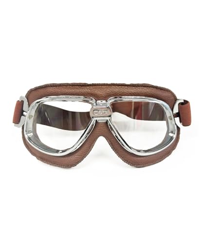 CRG Sports Motorcycle Goggle Aviator Pilot Style Cruiser Scooter Motocross Goggles for Men, Women, Adults