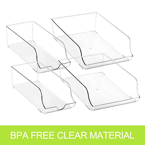 4 Pack Refrigerator Organizer Bins, Soda Can Organizer and Wide Water Bottle Holder Set for Cabinets, Countertops, Pantry, Kitchen and Refrigerator, Can Dispenser