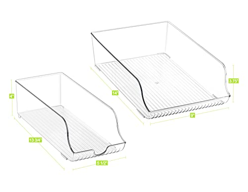 4 Pack Refrigerator Organizer Bins, Soda Can Organizer and Wide Water Bottle Holder Set for Cabinets, Countertops, Pantry, Kitchen and Refrigerator, Can Dispenser
