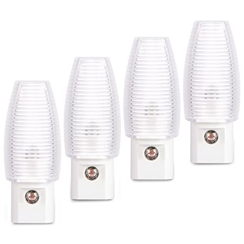 Emotionlite Plug in Night Light, Warm White LED Nightlights, Dusk to Dawn Sensor, Kids, Nursery, Bedroom, Bathroom,Hallway, Stairs, Kitchen, UL Listed, 4 Pack