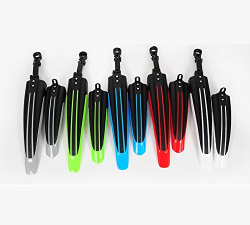 BlueSunshine Adjustable Road Mountain Bike Bicycle Cycling Tire Front/Rear Mud Guards Mudguard Fenders Set (Blue + Black)
