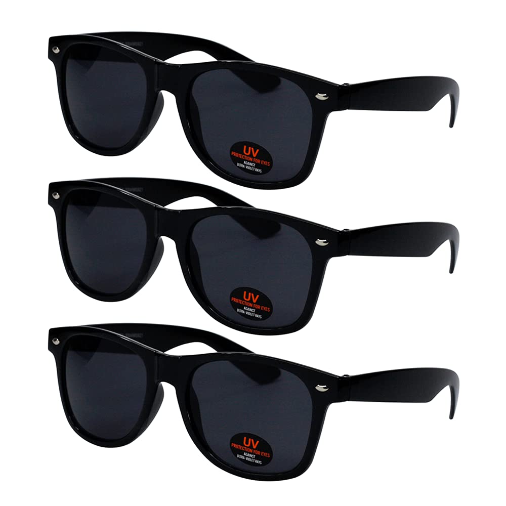 RAY SOLĂE USA Merchant | Sunglasses for Men, Women & Kids 3 Pack of Tinted Lenses with UVA & UVB Protection (Satin Black, Black)