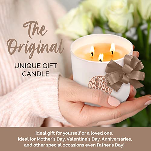 Large Exotic Spiced Vanilla Candle, Scented Candles for Home, Hand-Poured Aromatherapy 3 Wick Candle for Gift with Flower of Life Design, 50-Hour Burn Time, 14oz OneSoul Collection