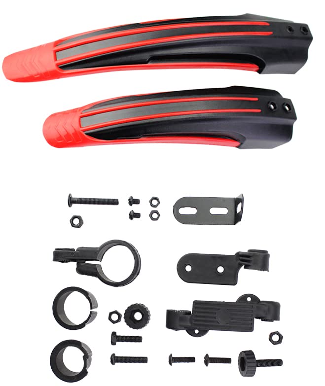 BlueSunshine Adjustable Road Mountain Bike Bicycle Cycling Tire Front/Rear Mud Guards Mudguard Fenders Set (Blue + Black)