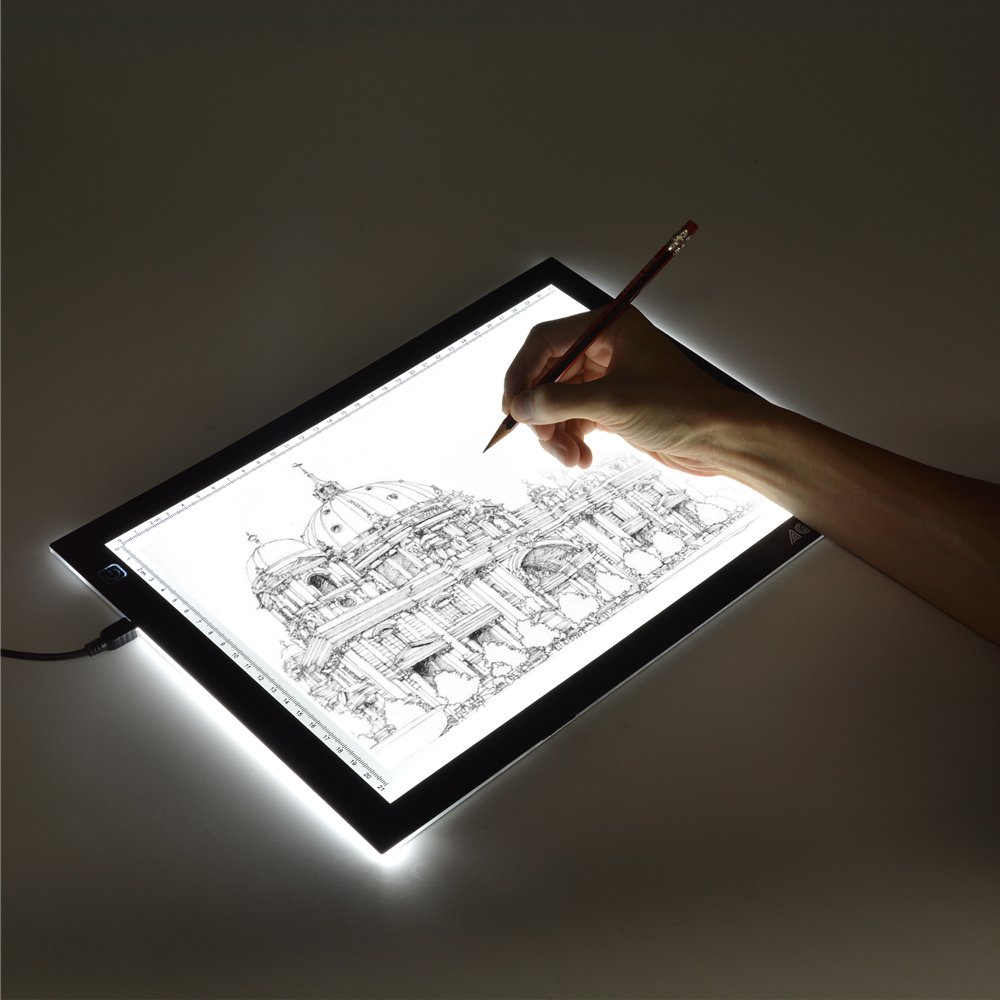 AGPtek New A4 LED Artcraft Tracing Light Pad Extra Large Active Area Ultra-Thin Stepless Brightness Control Tatoo Pad Animation, Sketching, Designing, X-ray Viewing W/USB Adapter (PSE Approval)