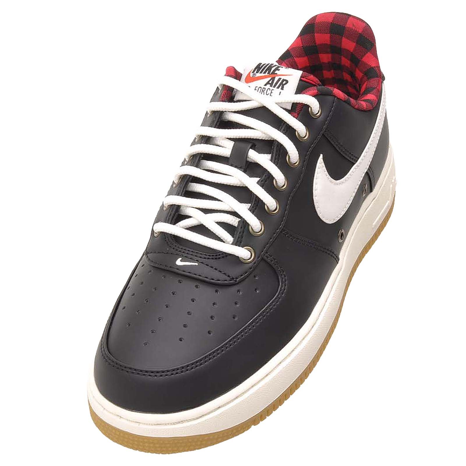 Nike Men's Air Force 1 LV8 Black/Action Red/Gum Light Brown/Sail Leather Basketball Shoes 11.5 M US