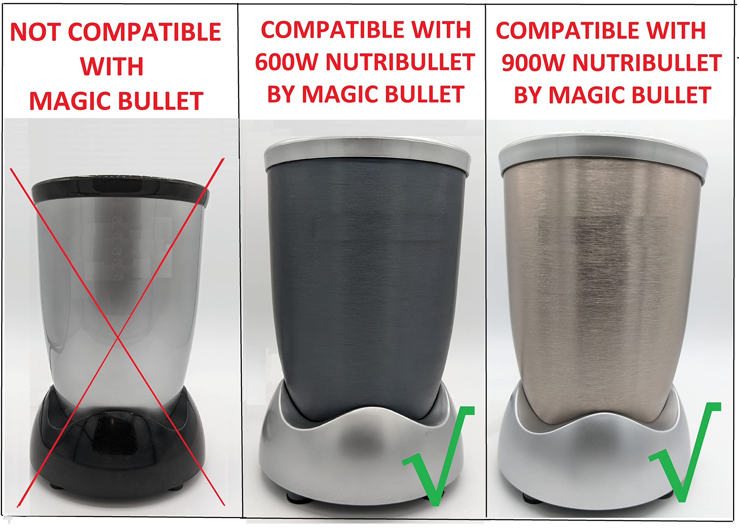 Blendin Replacement 32 Ounce Extra Large Cup Jar with Lip Ring, Compatible with Nutribullet 600W, 900W, NB-101B, NB-101S, NB-201, NBR-0601, NBR-1201, NB9-1301, 900 Pro Series Blenders, 2 Pack Part