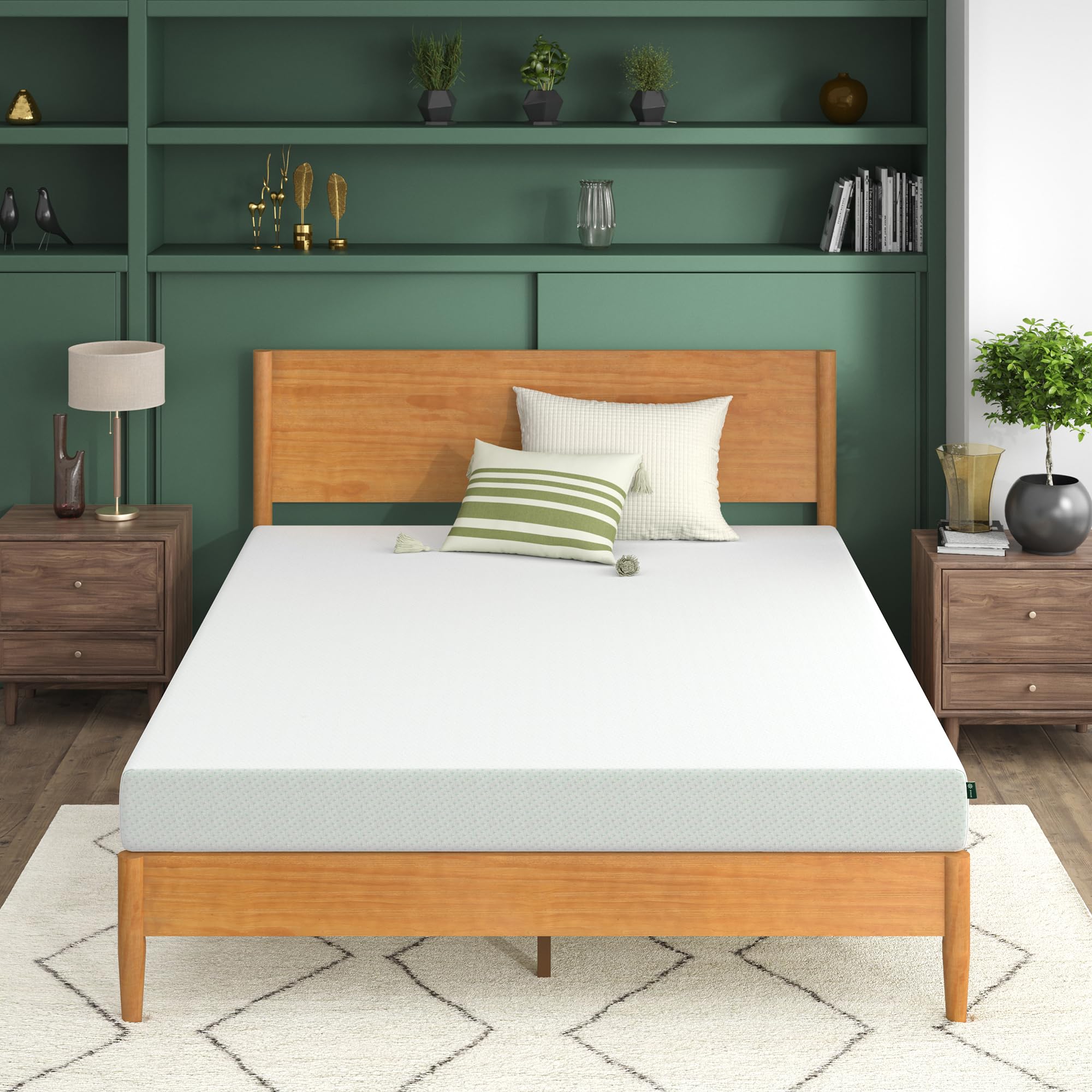 ZINUS 6 Inch Green Tea Memory Foam Mattress, Queen, Fiberglass Free, Patented Custom Contour Support, Sturdy Base Foam, CertiPUR-US Certified, Mattress in A Box, White
