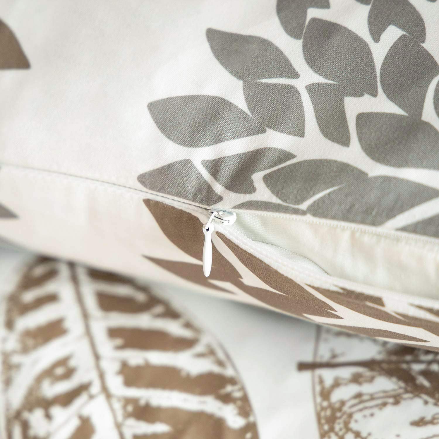 Phantoscope Set of 4 New Living Series Fall Leaf Geometric Coffee Throw Decorative Pillow Cover Cushion Cover 18 x 18 inches 45 x 45 cm
