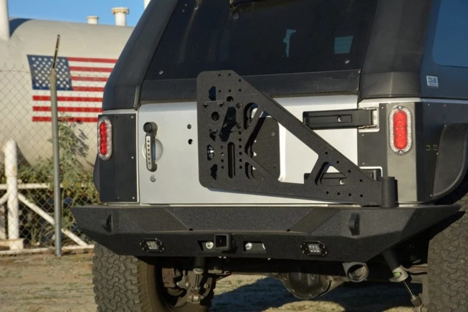 DV8 Offroad | Full Width Rear Bumper with Flush Mount LED Lights for 07-18 Wrangler JK | Black Finish