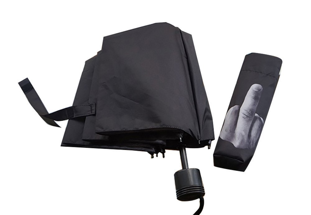 Fashion Vertical Middle Finger Foldable Rain Umbrella Wind Resistant Windproof Floding Travel Umbrella