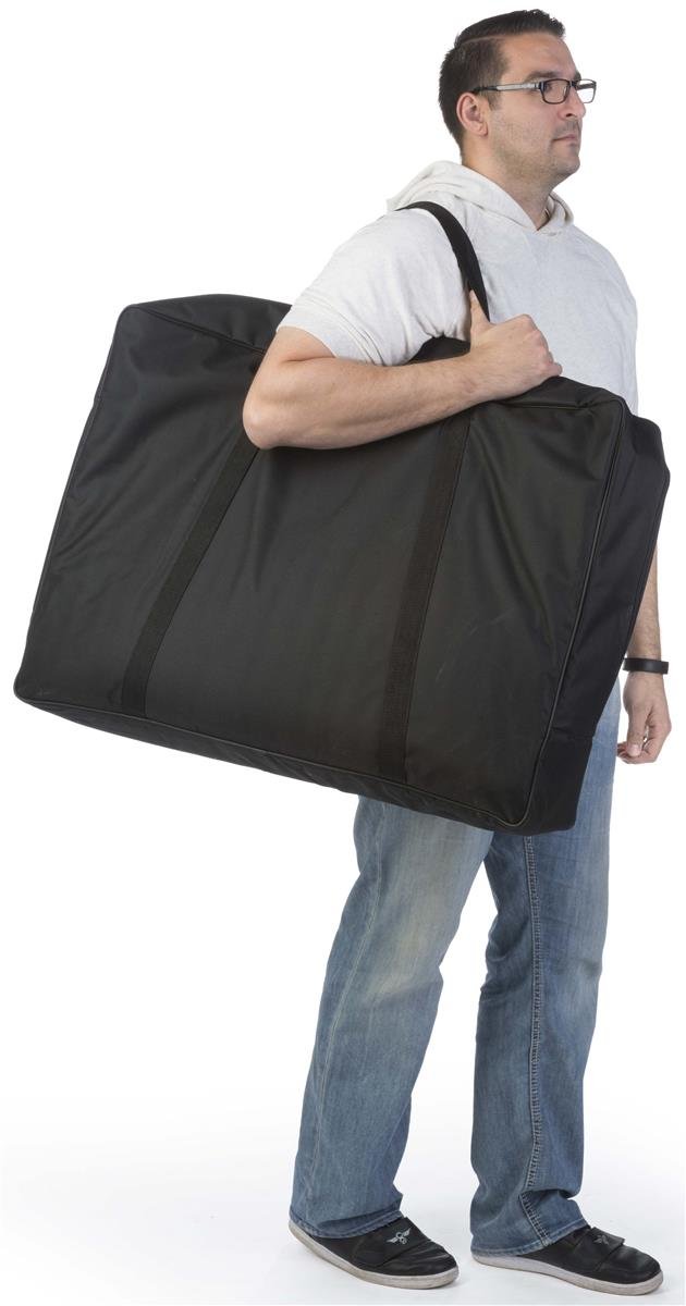Displays2go Portable Trade Show Counter with Travel Bag, Locking Compartment - Foldable Booth Display Counter for Events - Black (LCTCNTBLK)