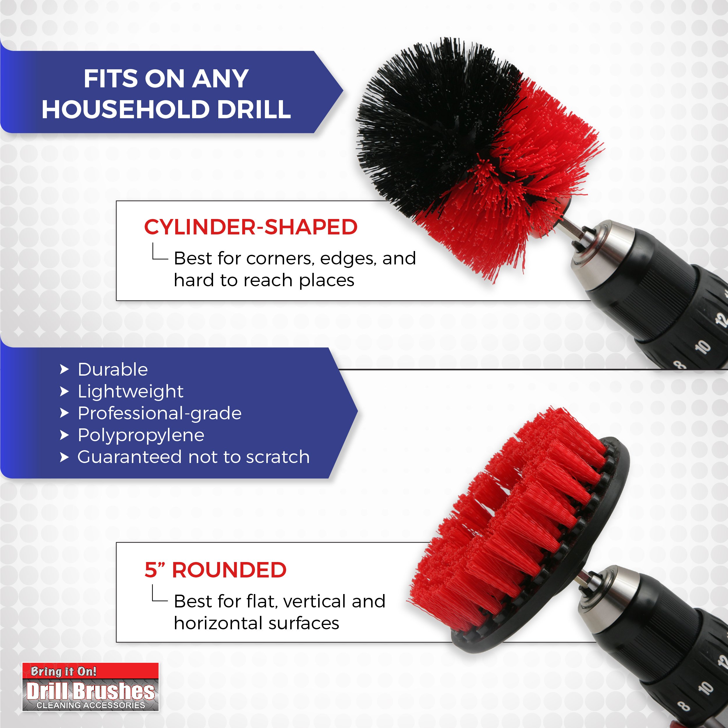 Bring It On Cleaner Water Spot Remover Plus 2 Drill Brushes, Clean Tile, Cleaning Drill Scrub Brush, Cleaning Brush for Drill, Drill Brush Attachment (32 oz)
