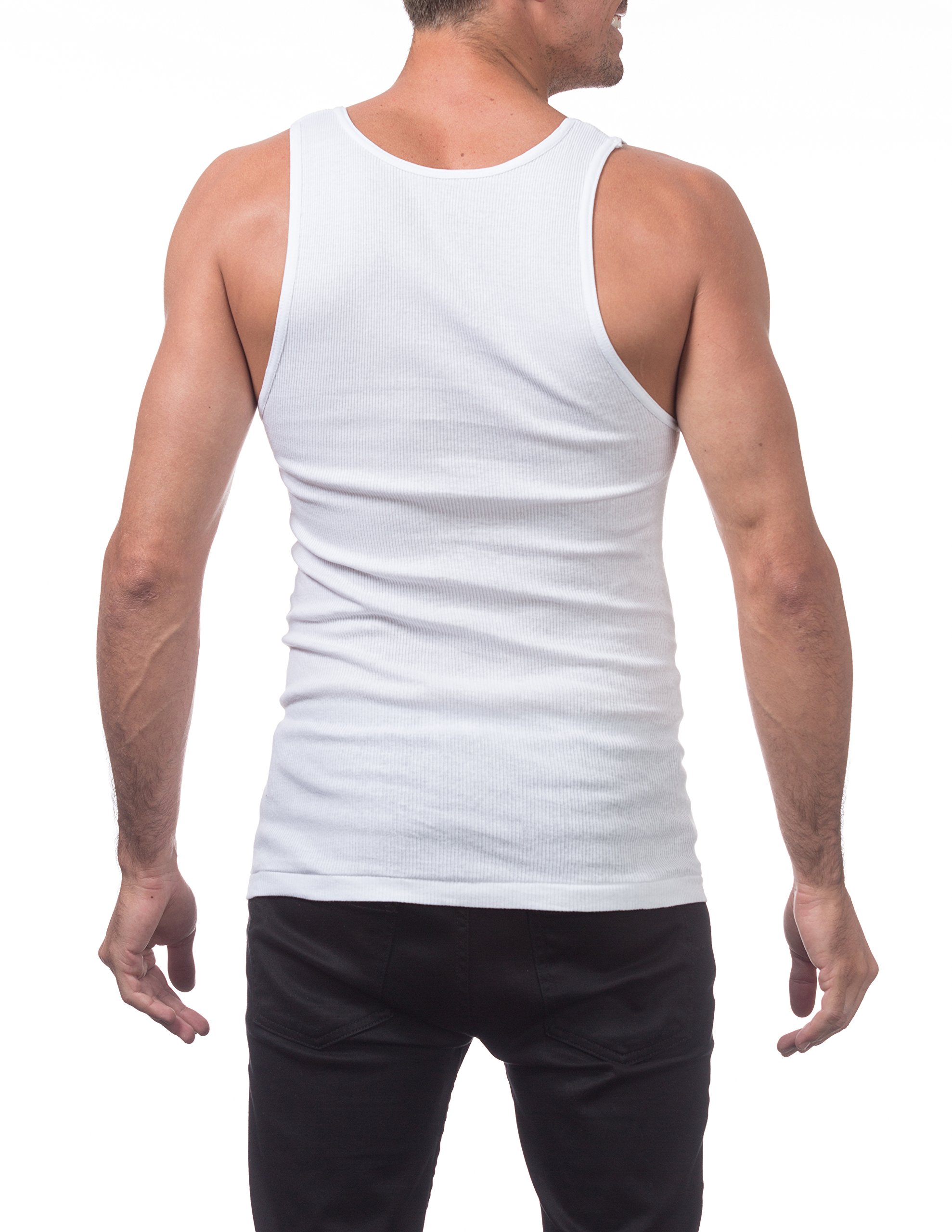 Pro Club Men's Premium Ringspun Cotton Ribbed A-Shirt (3-Pack), Snow White, Medium