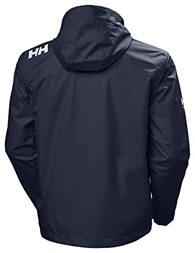 Helly Hansen Men's Crew Hooded Midlayer Fleece Lined Waterproof Raincoat Jacket, 597 Navy, 3X-Large