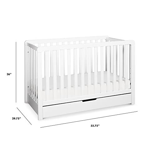 Carter's by DaVinci Colby 4-in-1 Convertible Crib with Trundle Drawer in White, Greenguard Gold Certified, Undercrib Storage