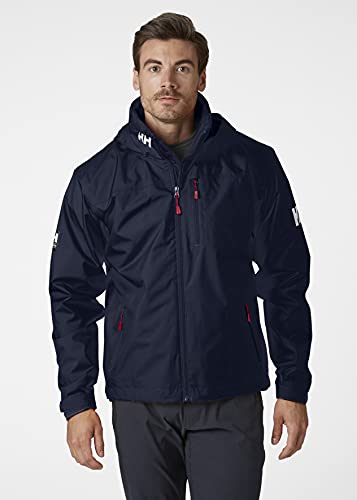Helly Hansen Men's Crew Hooded Midlayer Fleece Lined Waterproof Raincoat Jacket, 597 Navy, 3X-Large
