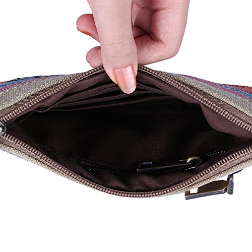 Lecxci Canvas Wristlets Bag Clutch Purses Wallet Slim Credit Card Holder Clutch with Removable Strap Cell Phone Wallet (Color-strap)