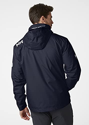 Helly Hansen Men's Crew Hooded Midlayer Fleece Lined Waterproof Raincoat Jacket, 597 Navy, 3X-Large