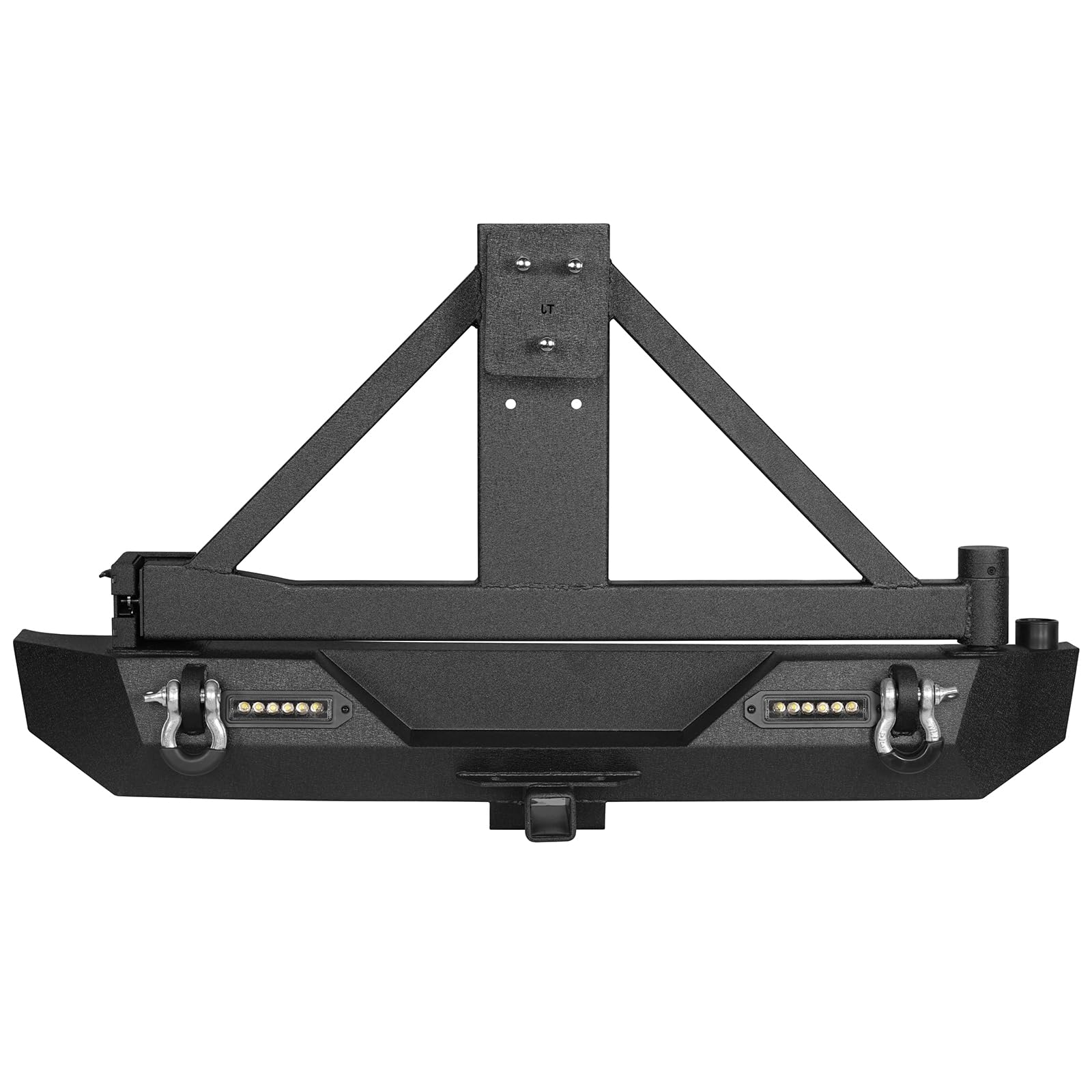 u-Box Wrangler TJ Rear Bumper w/Tire Carrier for 1987-2006 Jeep TJ YJ Wrangler Different Trail Texture Steel Bumper w/Receiver Hitch & LED Lights