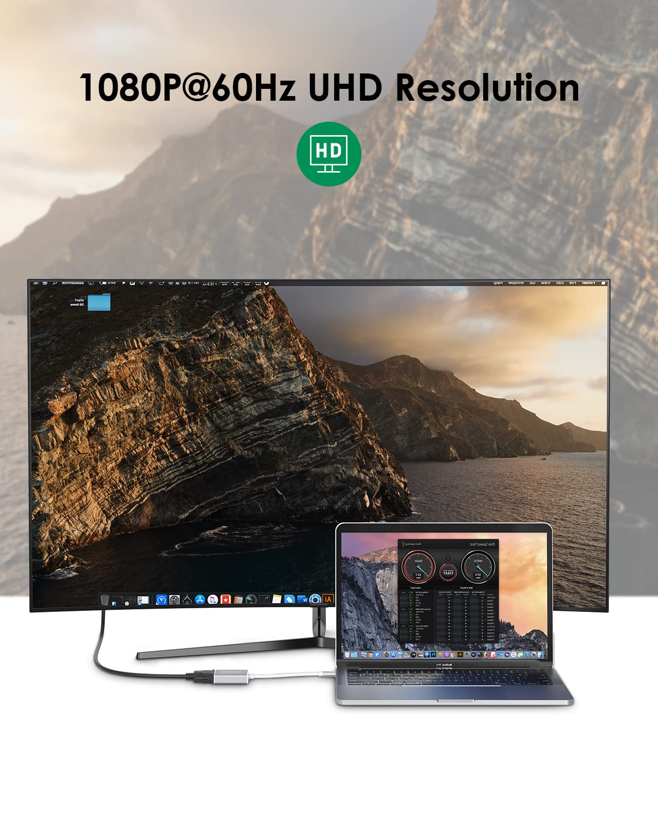 LENTION USB C to VGA Cable Adapter,Type C to VGA Monitor Converter Compatible 2023-2016 MacBook Pro 13/15/16,New Mac/MacBook Air/Surface,iPad Chromebook,Galaxy,Dell XPS,Phone,More(1080VGA,Sliver)