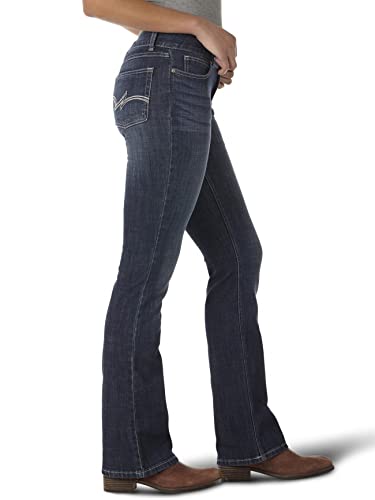 Wrangler Women's Western Mid Rise Stretch Boot Cut Jean, Navy, 17W x 32L