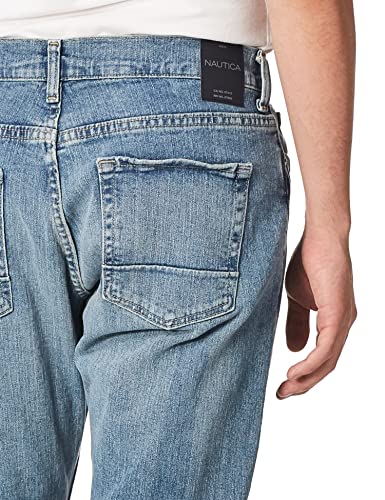 Nautica mens 5 Pocket Relaxed Fit Stretch Jeans, Light Tidewater Wash, 40W x 32L US