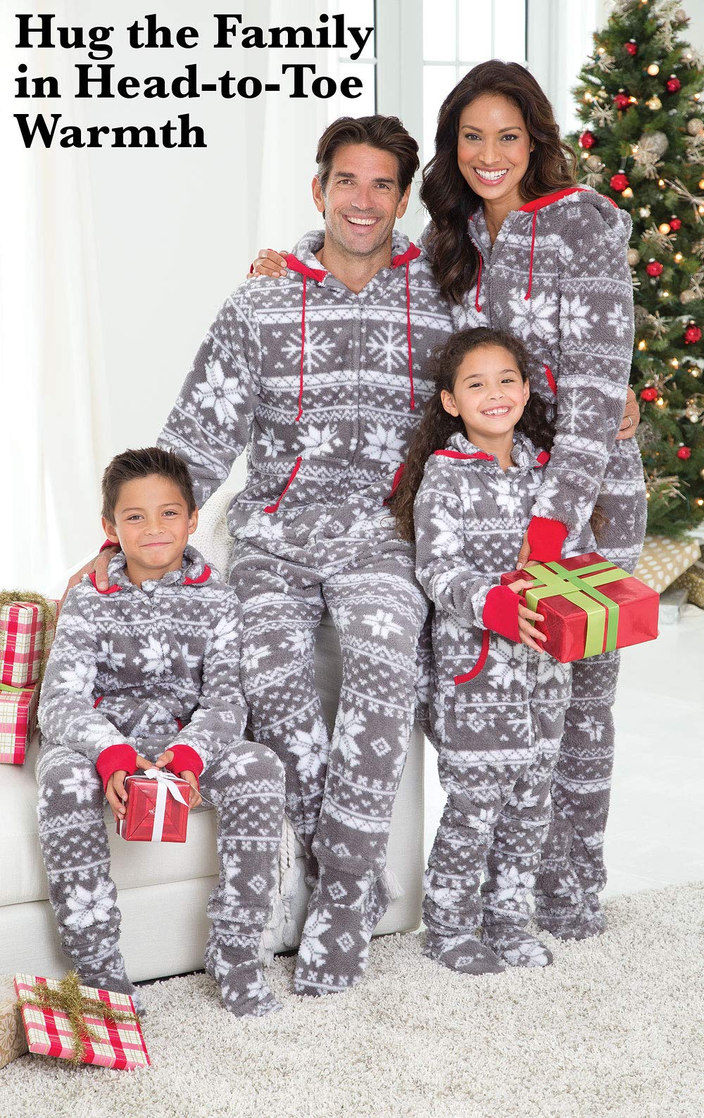 PajamaGram Family Pajamas Matching Sets - Christmas Onesie, Gray, Pets, SM