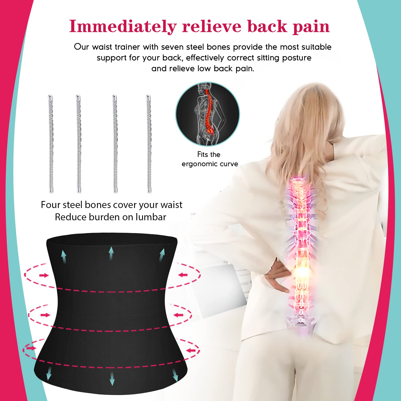 LODAY 2 in 1 Postpartum Recovery Belt,Body Wraps Works for Tighten Loose Skin Black