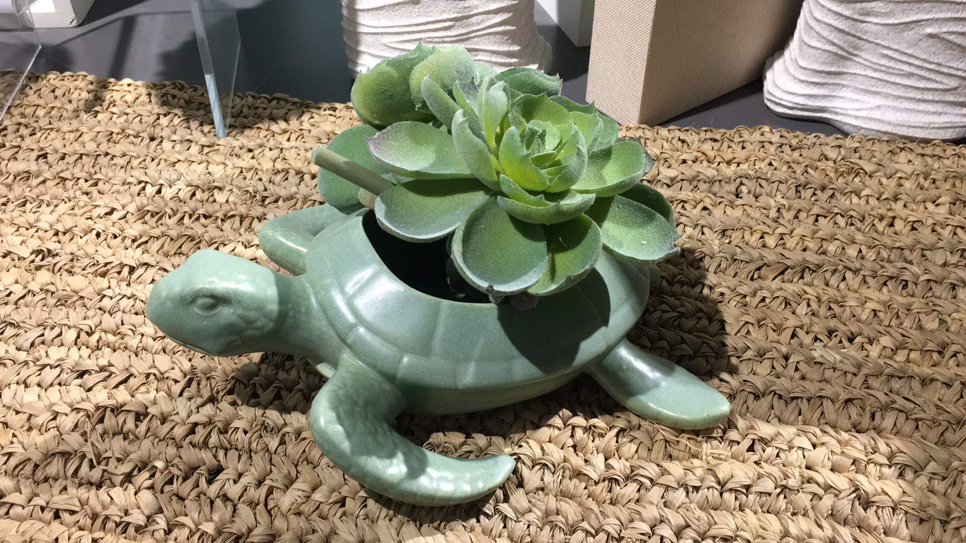 Comfy Hour Ocean Voyage Collection 9" Sea Turtle Succulent Planter Flower Bud Pot Decorative Small Plant Vase, Palegreen, Dolomite