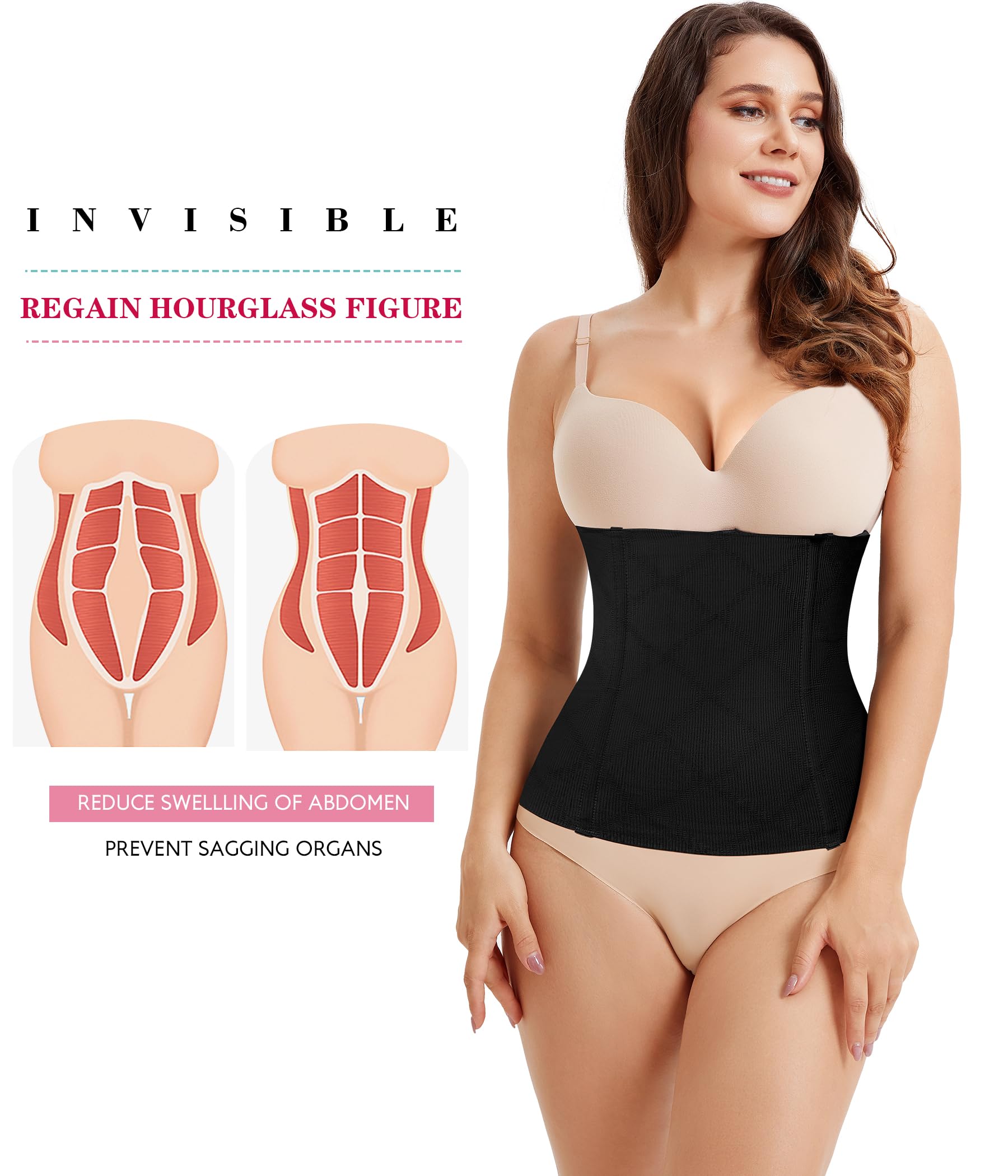LODAY 2 in 1 Postpartum Recovery Belt,Body Wraps Works for Tighten Loose Skin Black