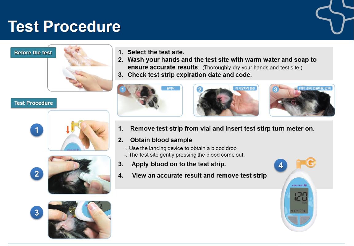 50 x CERA-PET Vet Blood Glucose Strips for Cats & Dogs, Pet Owners and Vet Test Replacement Strips