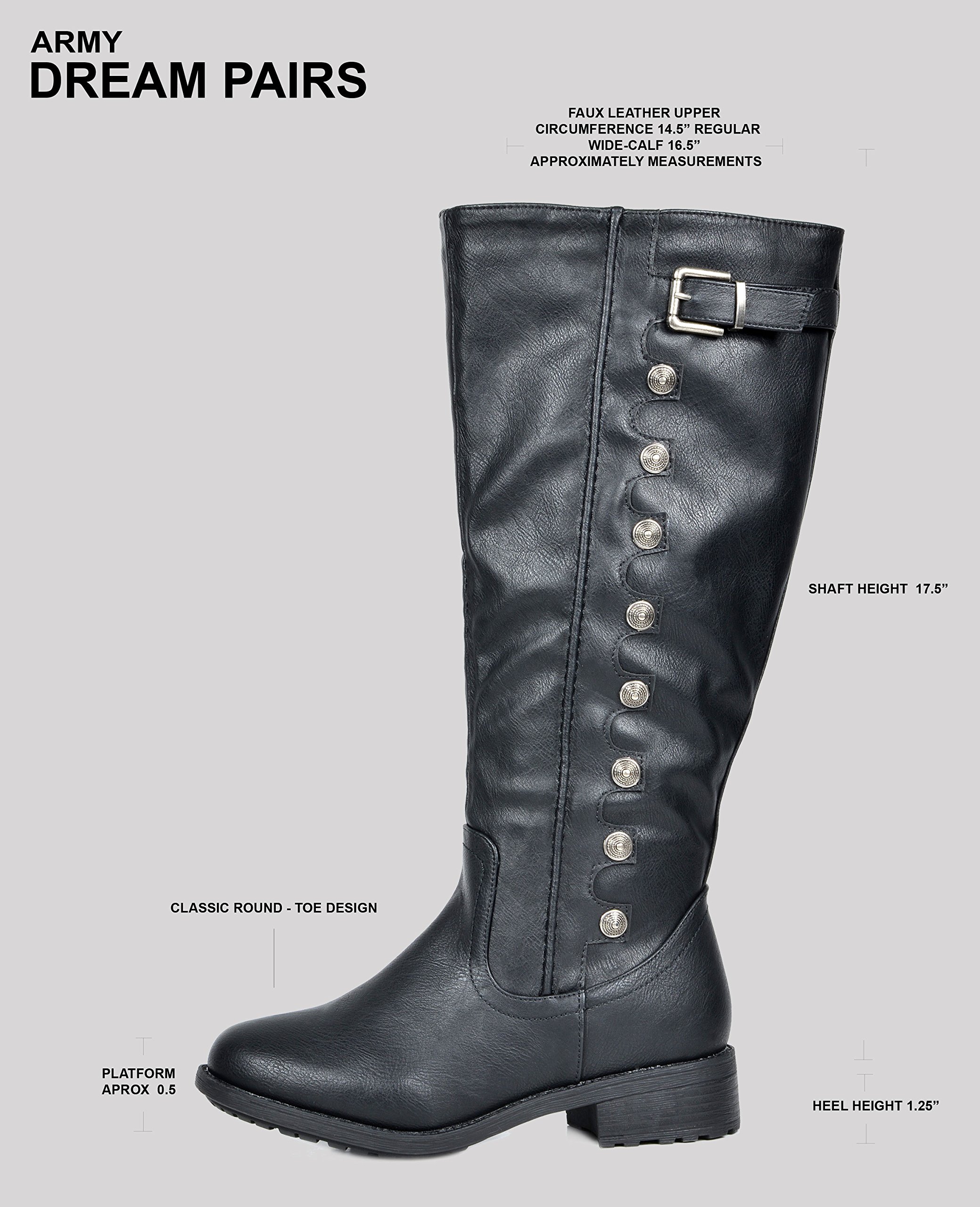 DREAM PAIRS Women's Wide Calf Knee High Boots, Fashion Winter Riding Boots, Black-Wide-a, Size 10 Army-w